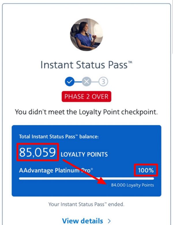 American Airlines Platinum Pro Status Challenge Complications
